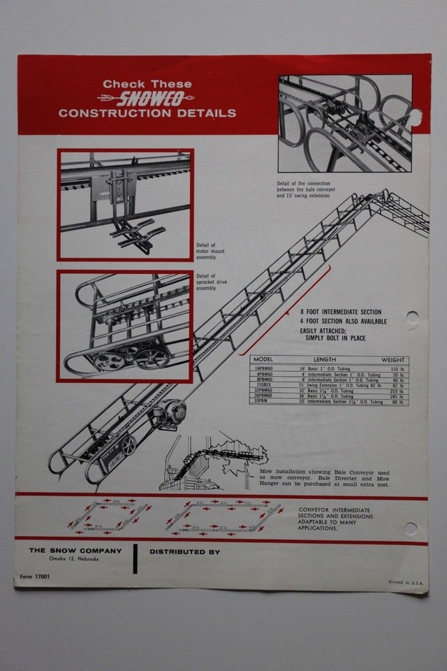 SNOWCO Bale Conveyor 1960s dealer brochure - English - Canada ...