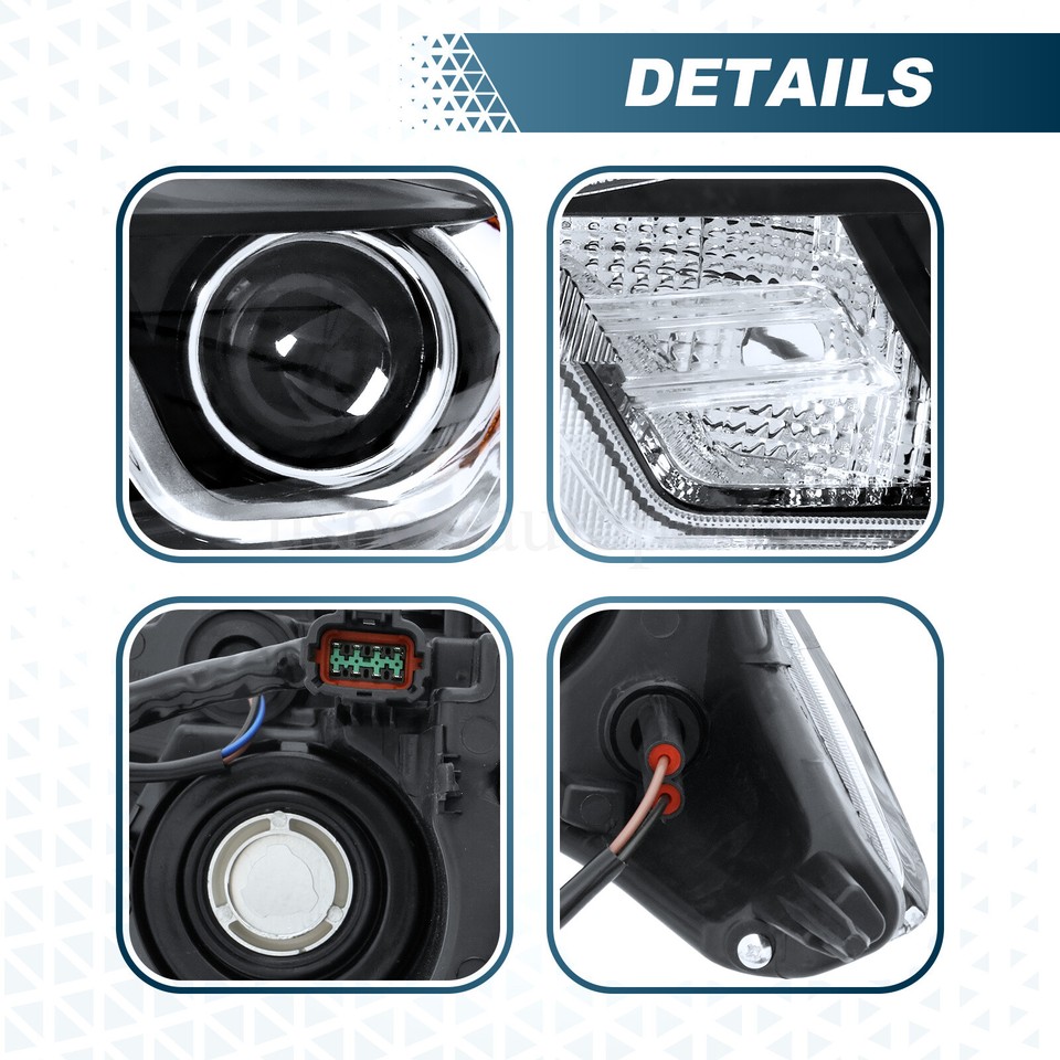 LED DRL Projector Headlights Lamps Pair For 2016 2017 2018 Nissan ...