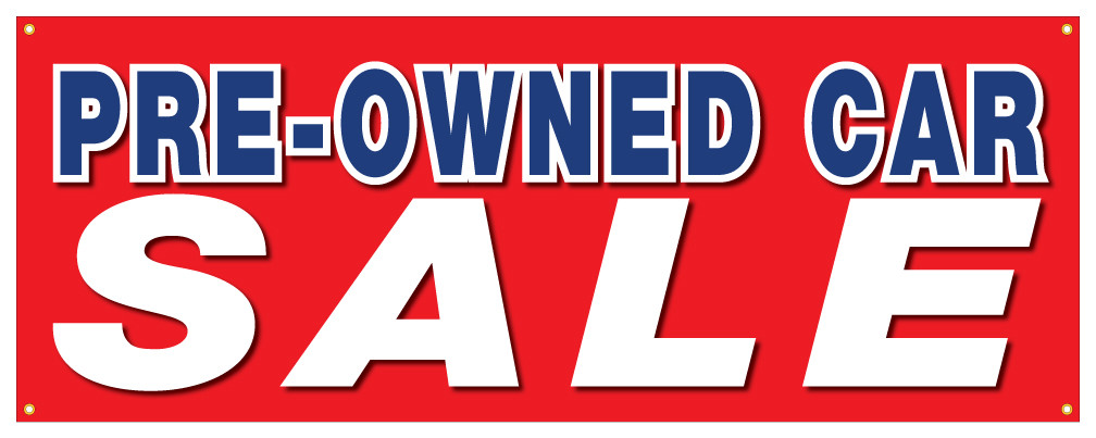 24" Preowned Car Sale RED Sticker Retail Store Outdoor Decal Sign | eBay