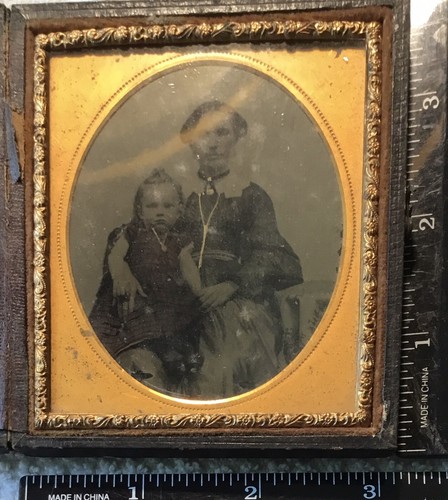 TINTYPE,FERROTYPE OF YOUNG MOTHER AND GIRL BOTH WEARNG NECKLACES | eBay