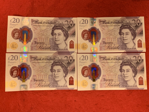 Queen Elizabeth II Uncirculated Polymer £20 Banknotes x 4 Running ...