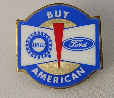 Colorful UAW Ford Buy American Lapel Pin Simco Awards Union Made 7/8 ...