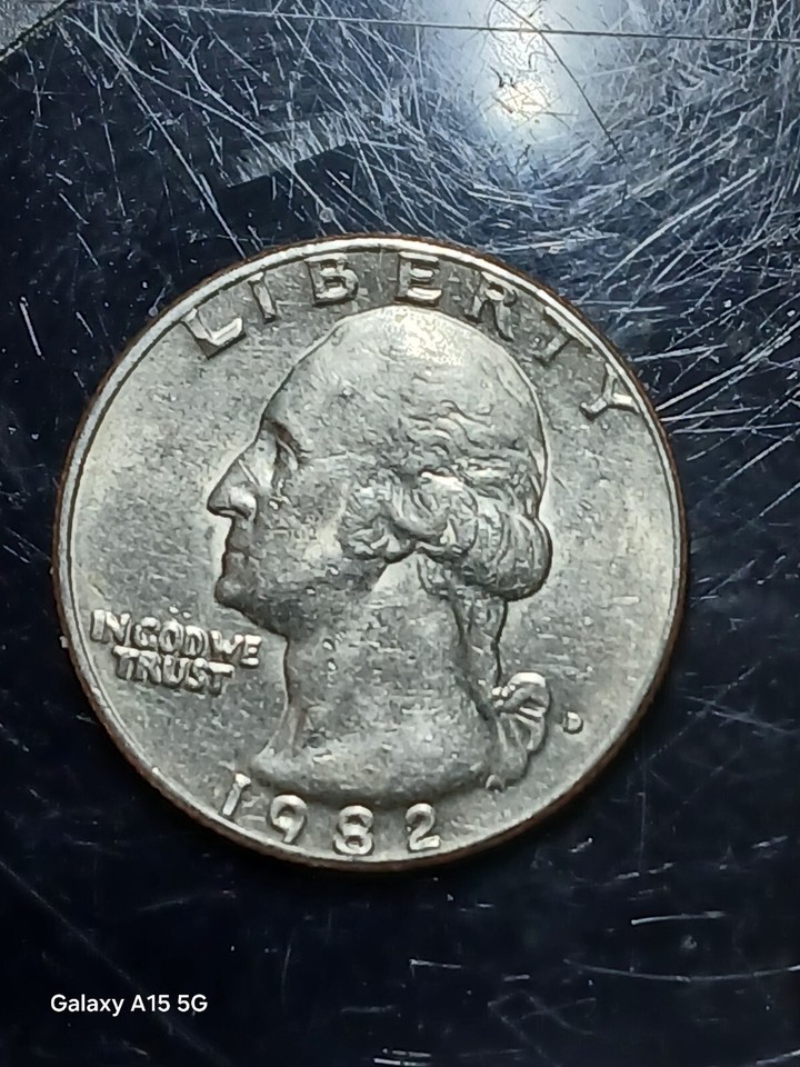 1982 D Mint Washington Quarter Dollar W/ Double Strike On The "Q" Error ...