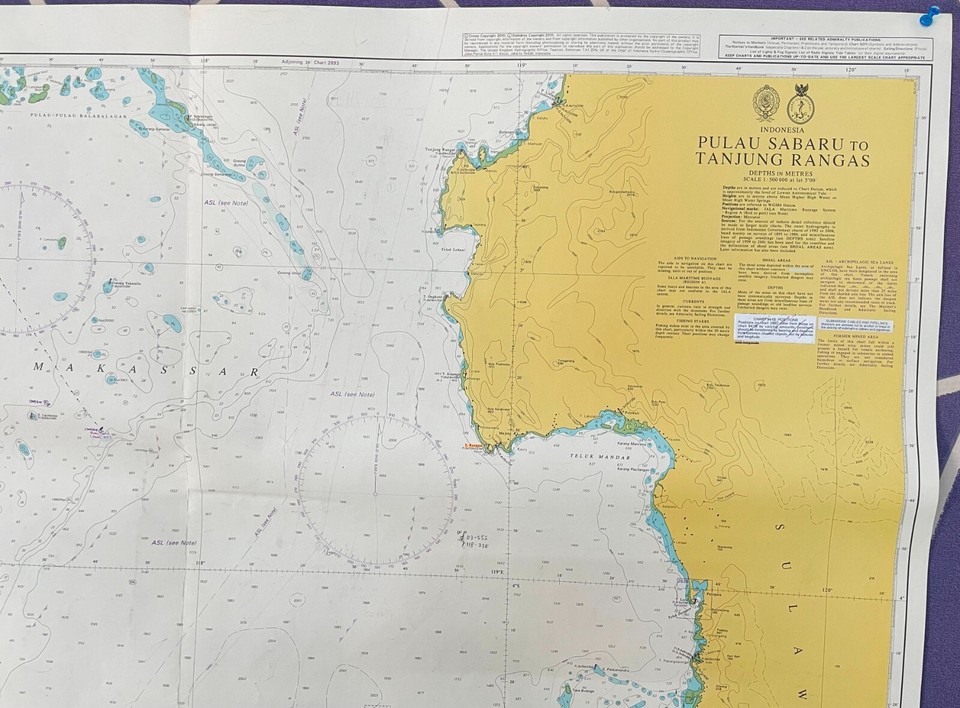 Admiralty 2892 INDONESIA PULAU SABARU TO TANJUNG RANGAS CHARTS MAP ...