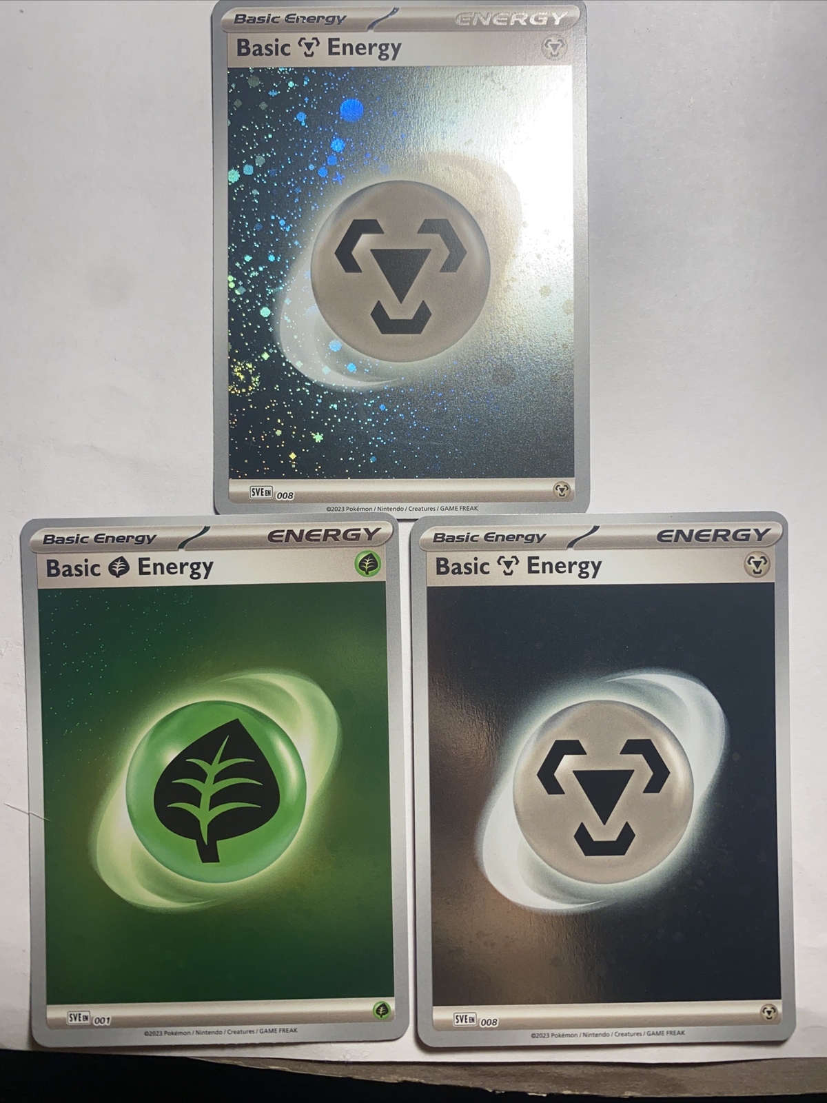 Basic Steel / Metal Energy 008 Cosmo Holo Pokemon 151 (NM) SWIRL! All 3 ...