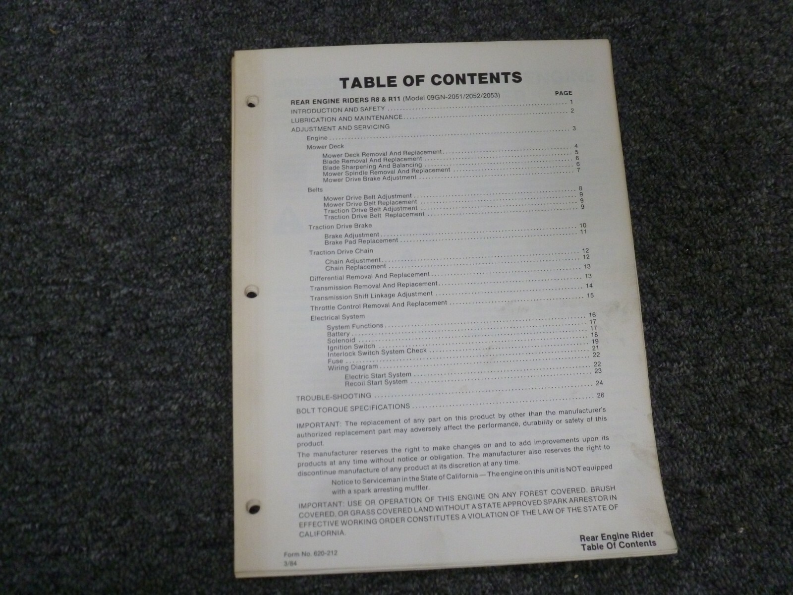 Ford R8 & R11 Rear Engine Rider Riding Mower Shop Service Repair Manual ...