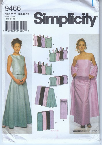 Dress Evening Wedding Bridesmaid Simplicity Sewing Pattern 9466 Size 6 ...