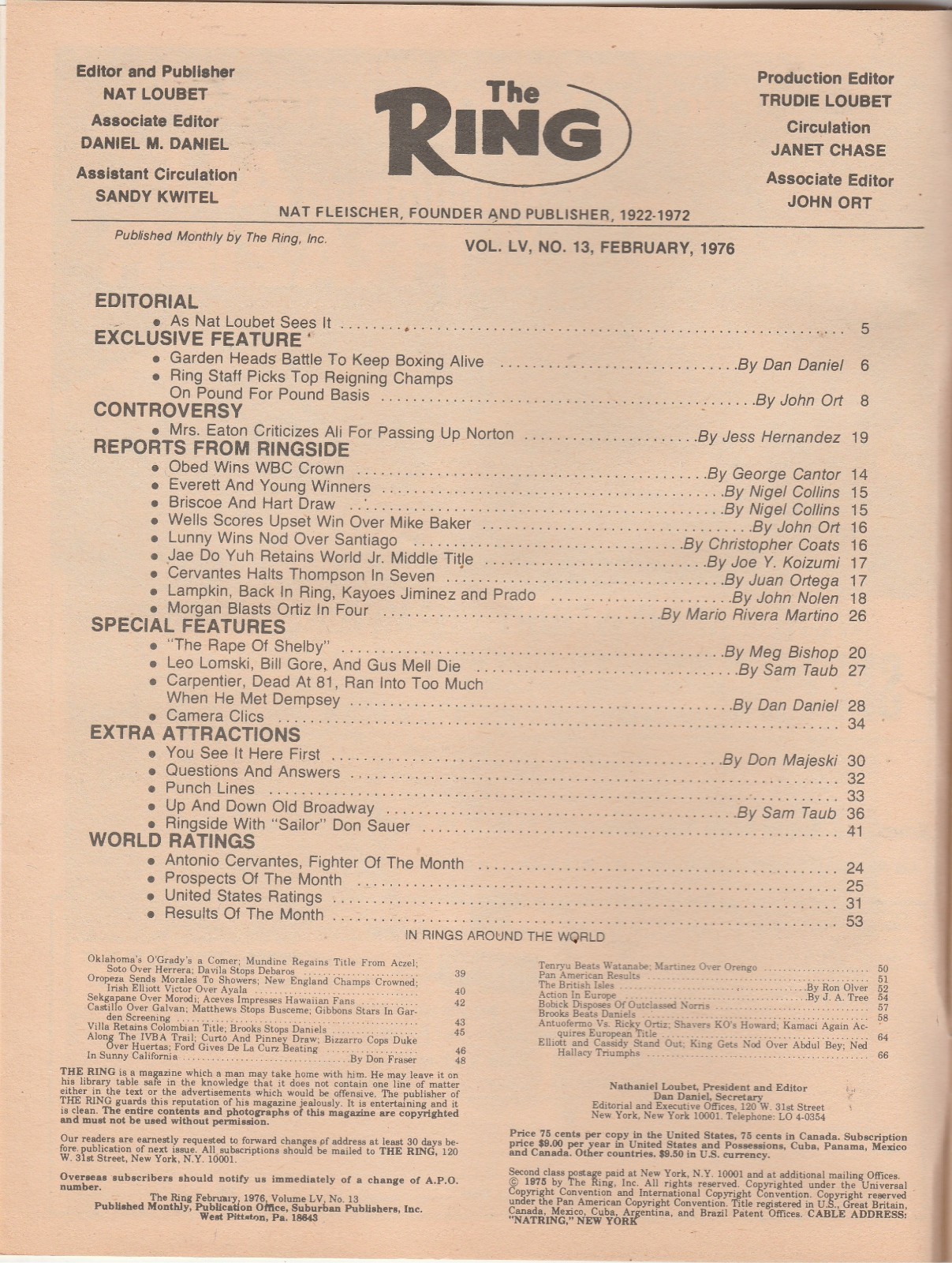 THE RING MAGAZINE MUHAMMAD ALI-ROBERTO DURAN-ALEXIS ARGUELLO FEBRUARY ...