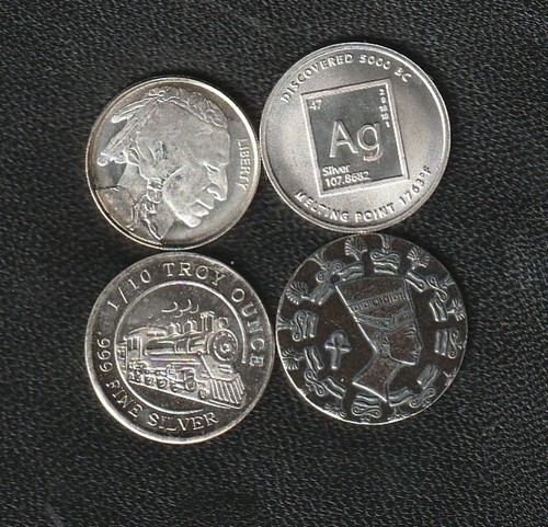 (lot of 4) - 1ea 1/10oz .999 Silver Bullion Rounds | eBay