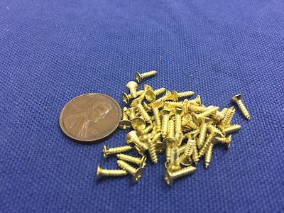 45 pieces 2x8mm Gold Miniature Hardware Parts Pack Small wood Screws ...