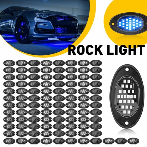 100PCS Blue LED Rock Light Offroad Truck Underbody Lamp Waterproof 12V ...