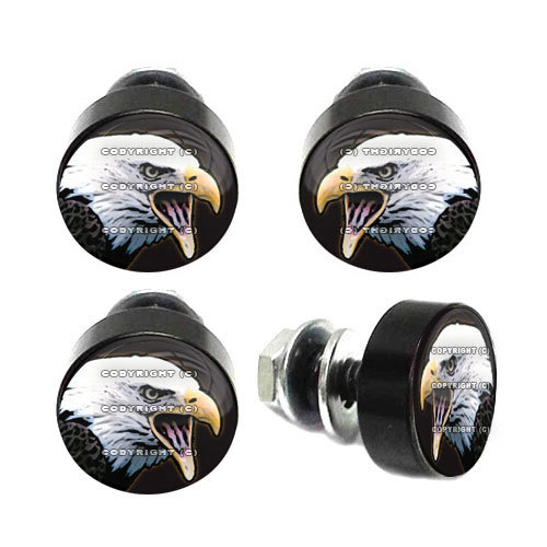4 Black Billet Eagle License Plate Frame Bolts Motorcycle Custom Tag ...