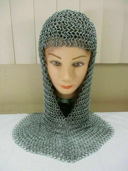 Vintage Heavy Metal Medieval 10 mm Butted Chain mail Mesh Armor Hood ...
