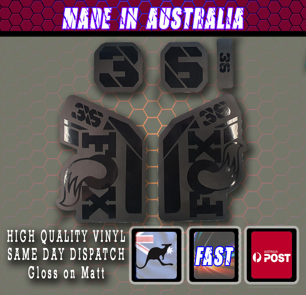 FOX style 36 Fork Hand layered Decals Stickers black-Matt black stealth ...