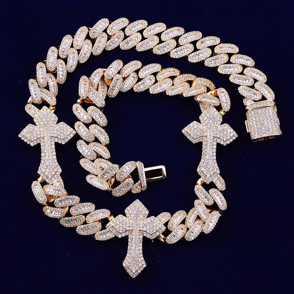 The Cuban Cross Link | Mens VVS Diamond CZ 5A Iced Blinged Out Chain Necklace | eBay
