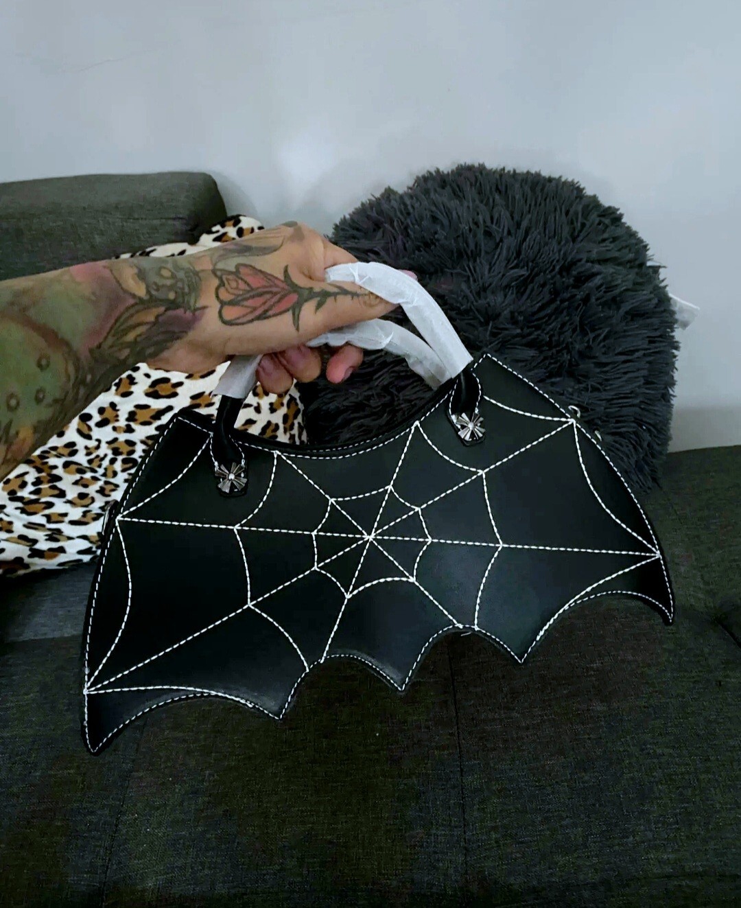 Batwing Spider Web Purse Crossbody Bag Handbag Goth Gothic Halloween ...