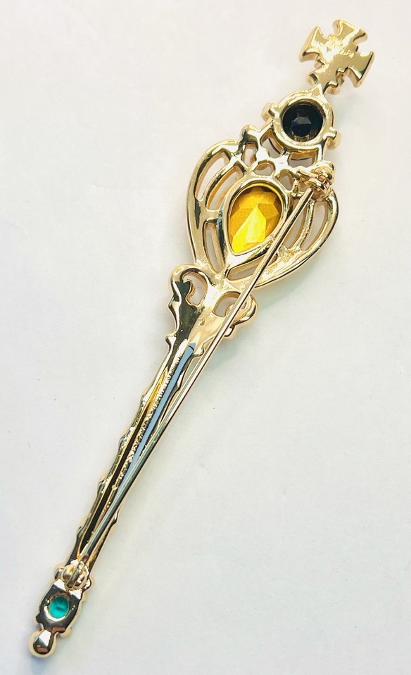 Rare TRIFARI Royal Coronation Jeweled Scepter Brooch & Earrings Set-Big ...