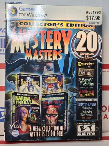 windows MYSTERY MASTERS vintage video game SEALED COLLECTORS EDITION 20 ...