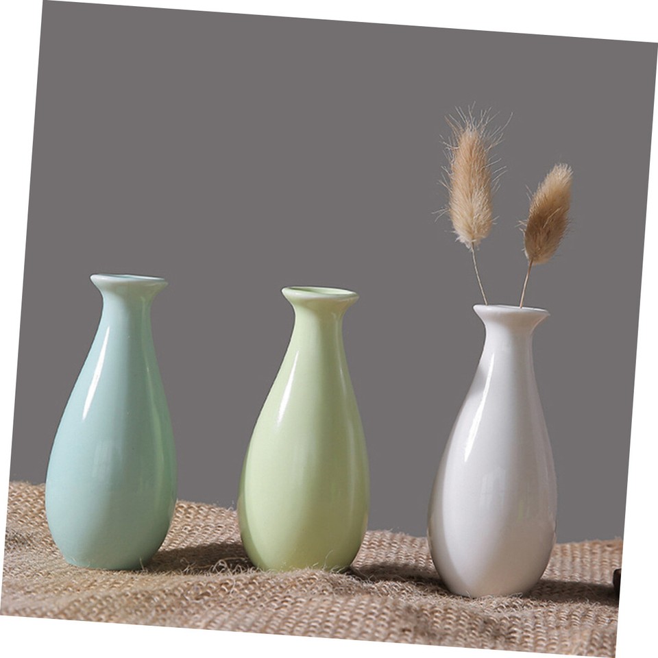 2Pcs White Ceramic Vases Simple Flower Vase Modern Countertop Home ...