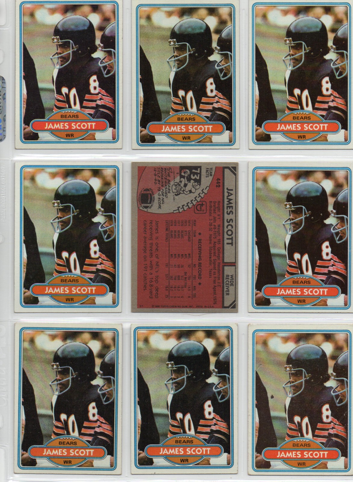 1980 TOPPS 442 WR JAMES SCOTT BEARS | eBay