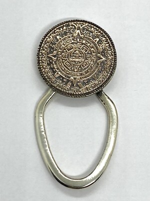 Vintage Mexico Plafina Sterling Silver 10K Gold Mayan Aztec Key Chain ...