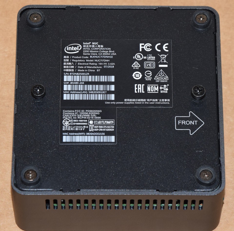 Intel NUC7i7DNB i7-8650U Quad Core 16GB DDR4 1TB NVME Windows 10 with ...