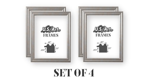 US ART Frames .75" Cloud Silver Picture Frame 11" to 24" - Set of four ...