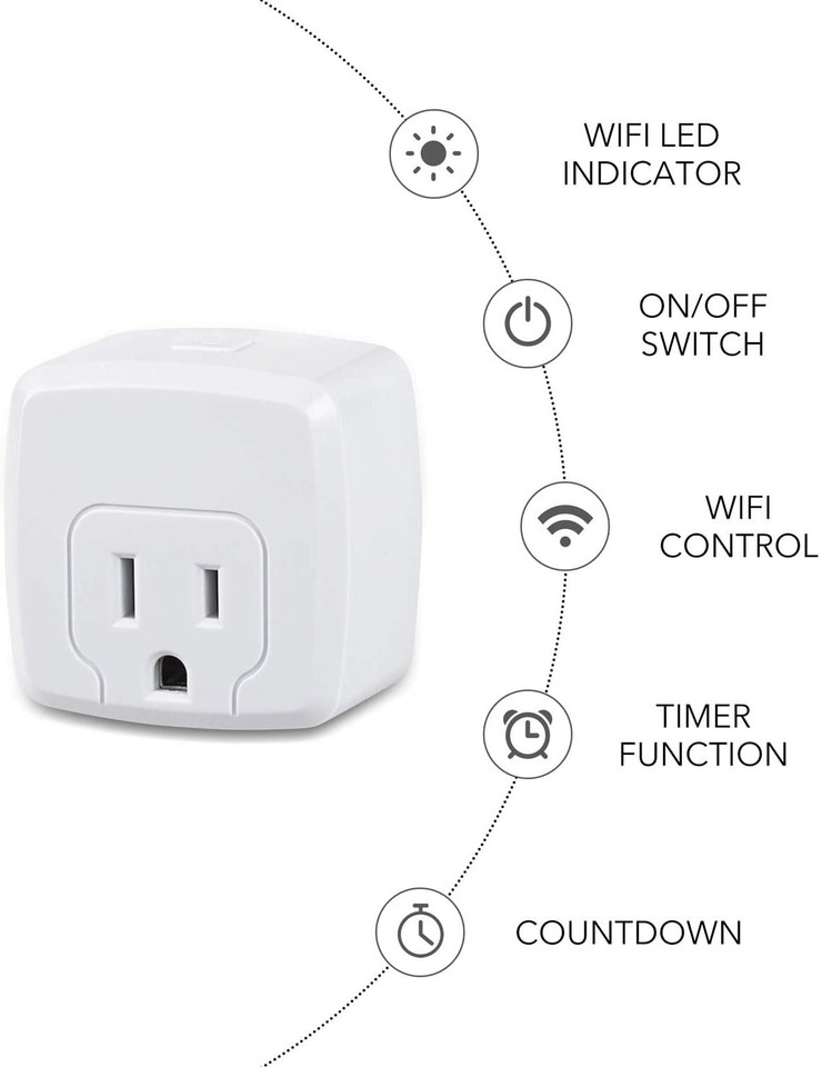 HBN 4Pcs Mini Smart WiFi Plug With Timer Work with Alexa/Google Home ...