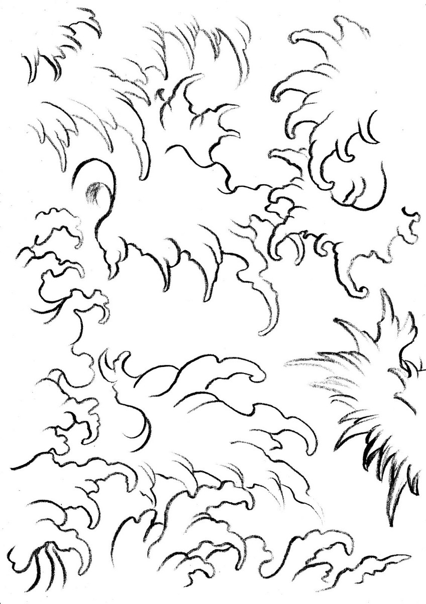 Japanese Water Line Drawing Japanese Wave Sketch Vector Images (over