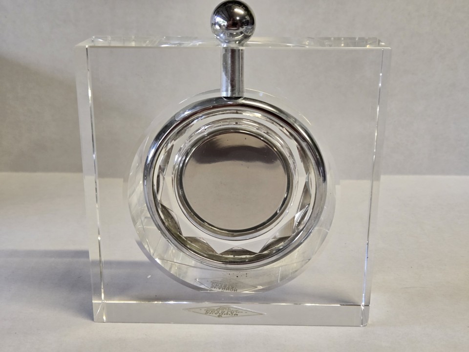 🕰️ Rare Shannon Center Swivel Modern Square Clear Crystal Quartz Clock ...