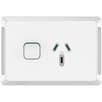 Pro Series 250V 10A Horizontal Mount Single Power Point Switched Socket ...