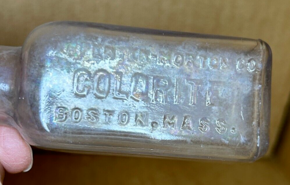 Vintage Carpenter Morton Co Colorite Boston Mass Bottle 4" Manganese ...