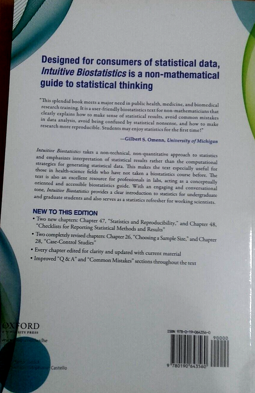 Intuitive Biostatistics : A Nonmathematical Guide to Statistical ...