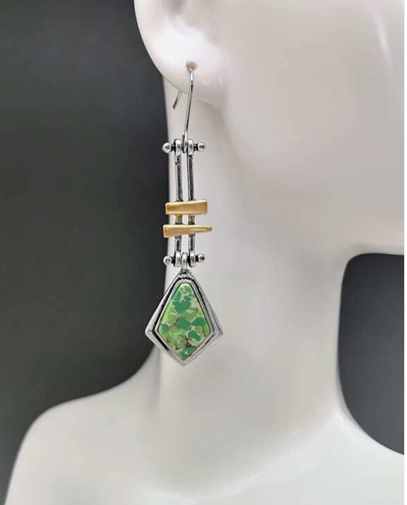 Vintage Ladder Style Faustite Lime Green Textured Turquoise Drop ...