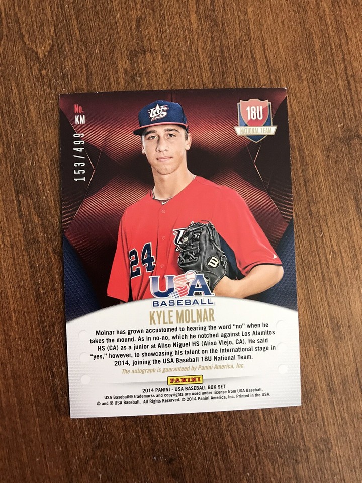 Kyle Molnar 2014 USA Baseball Team Signatures Auto KM UCLA Angels /499 ...