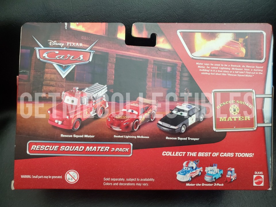 DISNEY PIXAR CARS RESCUE SQUAD MATER SOAKED LIGHTNING MCQUEEN 3 PACK ...