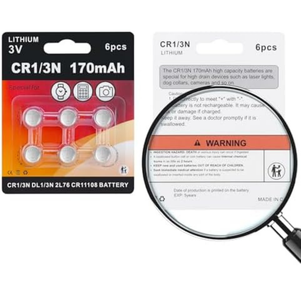 6 Pack 1/3N CR1/3N DL1/3N 3V Lithium Battery High Capacity for Laser ...