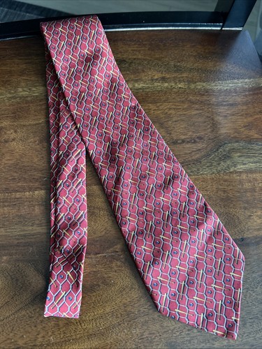 Coach 100% Silk Neck Tie Baseball Theme Red Chain Link Fence Design | eBay