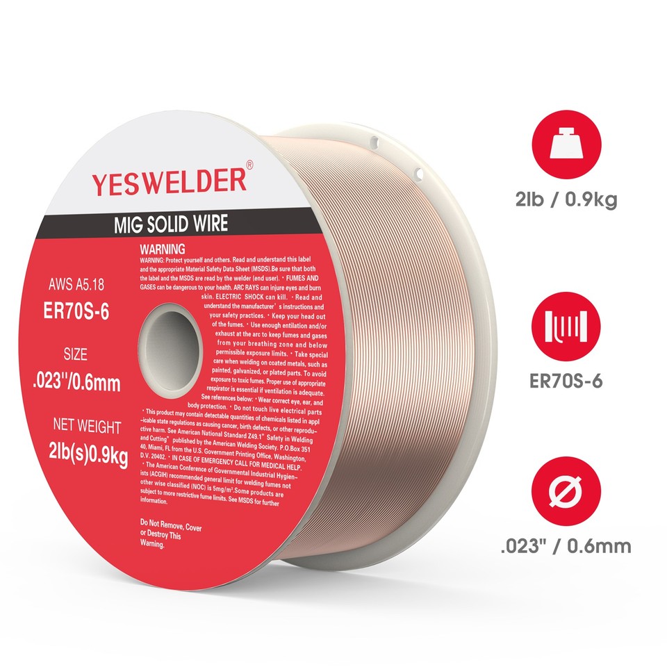 YESWELDER ER70S-6 .023" 2LB Carbon Steel MIG Solid Wire Spool | eBay