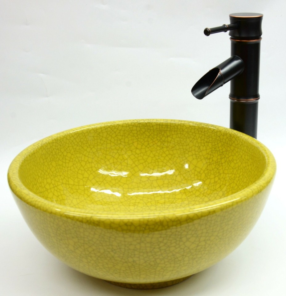 Crackle Effect Glaze Bathroom Cloakroom Ceramic Counter Top Basin Sink ...