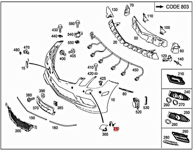 MERCEDES Mercedes-Benz OEM E350 Front Bumper Grille-cover Spring ...