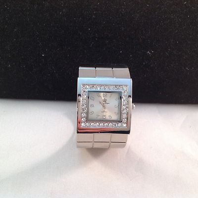 Premier Design Goldtone or Silvertone Polished Square Hinge Cuff Watch ...