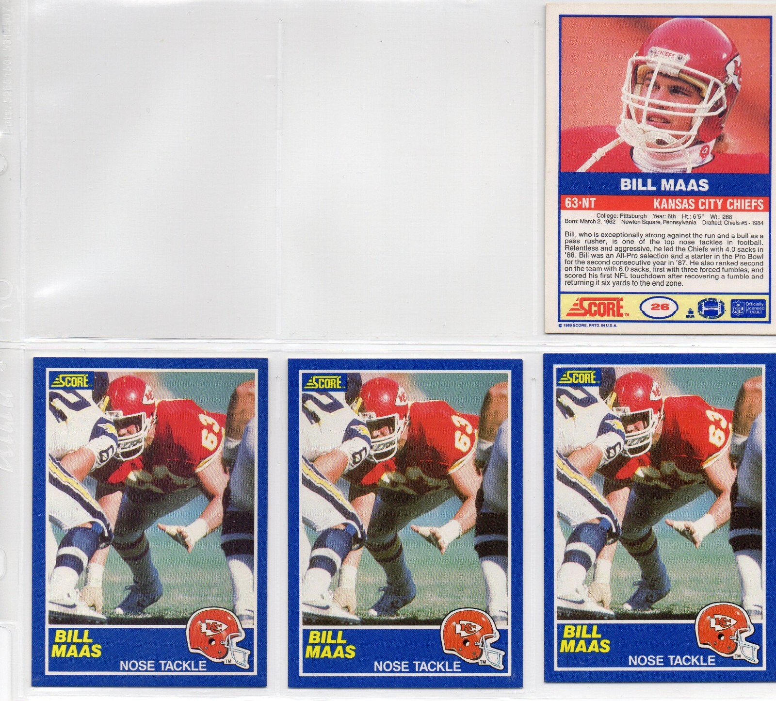 1989 SCORE 26 BILL MAAS CHIEFS | eBay