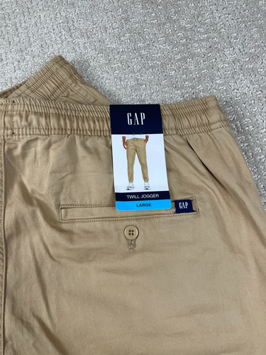 NWT Gap Joggers Mens Size L Twill Drawstring Pants Khaki Beige Cotton Tapered | eBay