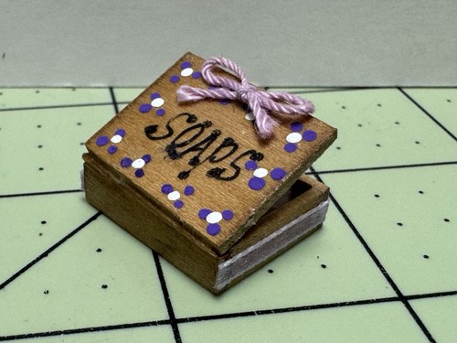 Miniature Wooden Soap Box with Bar Soap Towel and Sponge Dollhouse ...