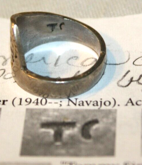 TOMMY SINGER NAVAJO STERLING SILVER TURQUOISE CORAL INLAY RING SIGNED T ...