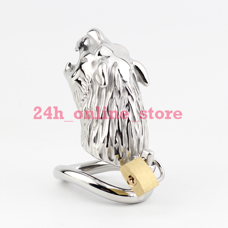 Tiger head modeling Male Chastity Devices Stainless Steel Lock ...
