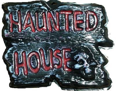 Gothic Warning Sign-HAUNTED HOUSE-Wall Door Plaque Halloween Prop ...