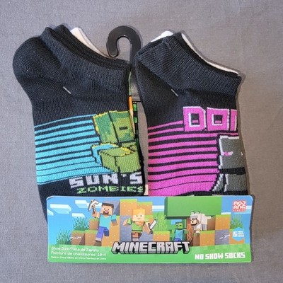 Minecraft 6 Sock Pack No Show Socks, Size 10Y-4, New With Tags | eBay