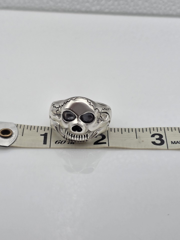 SKULL 925 STERLING SILVER MEN’S BIKER HANDMADE RING OPEN AND CLOSE JAW ...